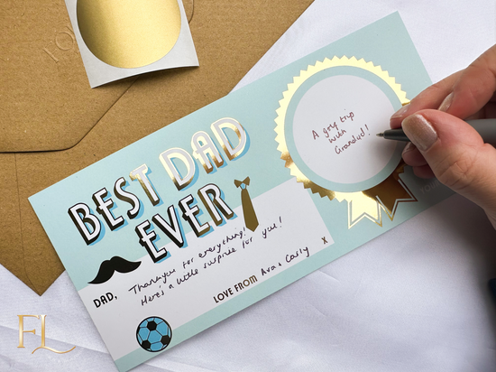 Personalise at Home Scratch card Gift Reveal | Father's Day 'Best Dad ...